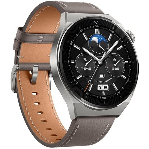Huawei Watch GT 3 Pro Titanium 46 mm - Smartwatch - gray leather ...