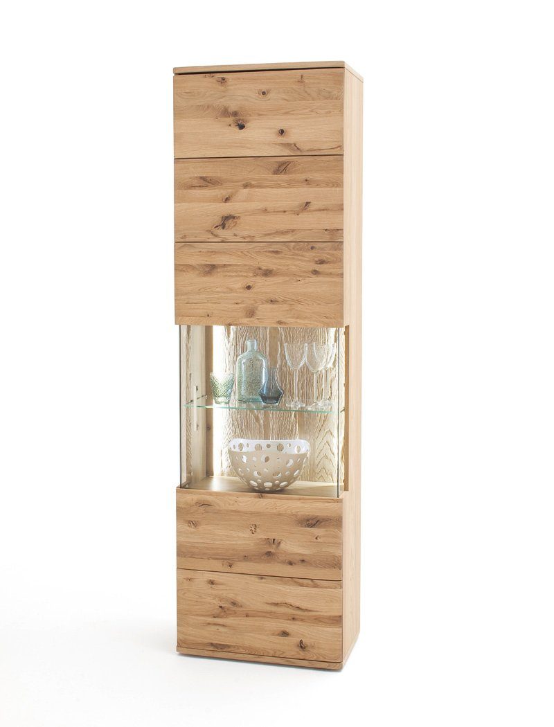 Expendio Vitrine Samir 5 Asteiche Bianco Teilmassiv 60x208x37 Cm Mit
