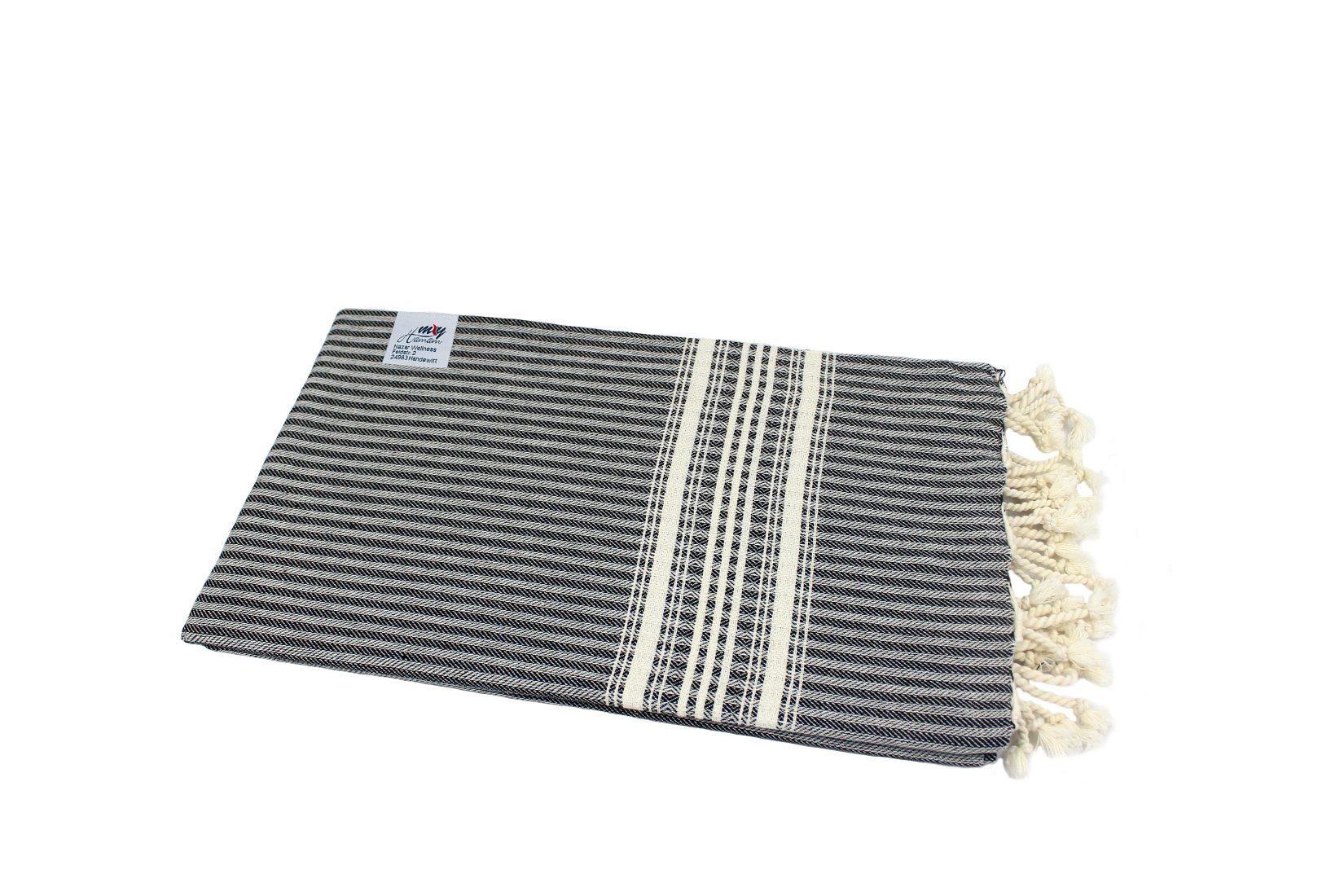 my Hamam Hamamtuch Hamamtuch schwarz/beige Antalya Style, Pestemal, Baumwolle (1-St), saugstark ...