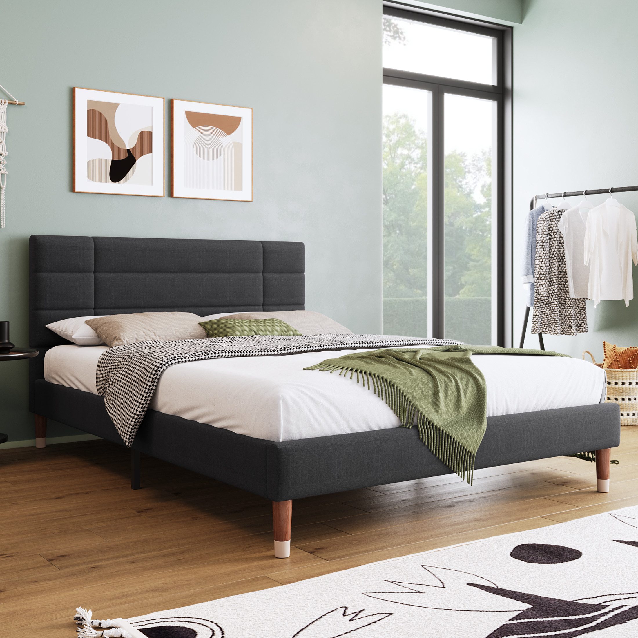 Okwish Polsterbett Doppelbett Doppelbett Holzbett Mit Lattenrost