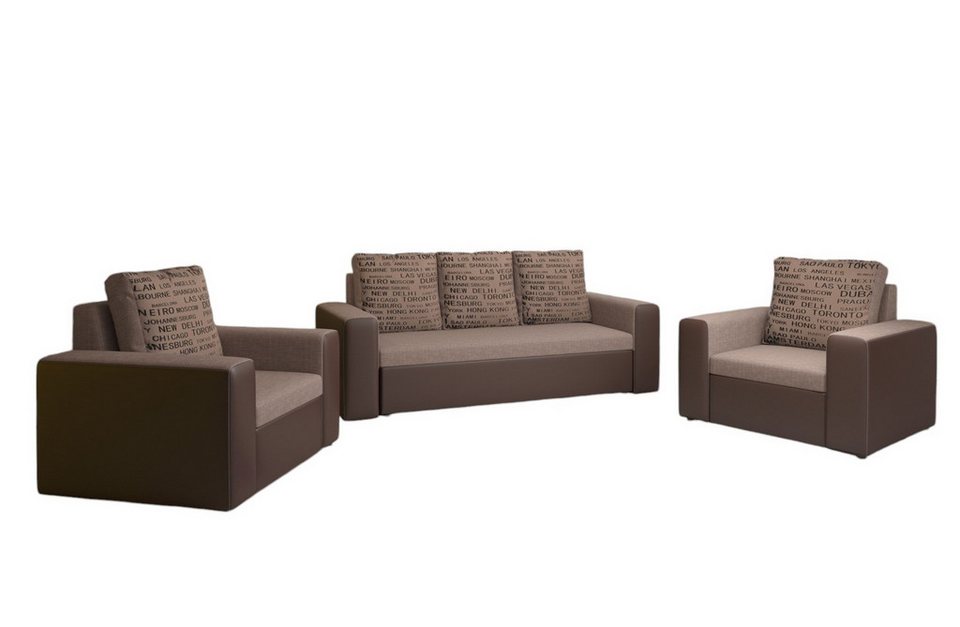 Fun Möbel Polstergarnitur Sofa Set Leeds 3 1 1 Sofagarnitur Kunstleder