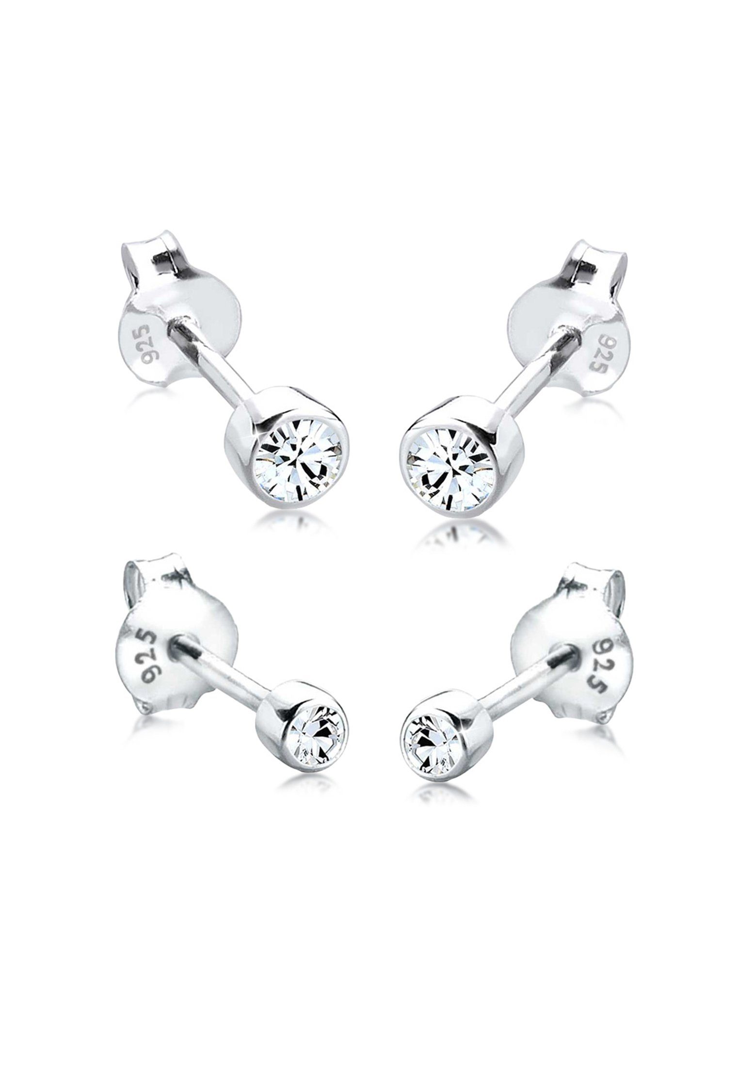Elli Ohrring-Set Kristalle Basic Ohrstecker Set Silber, Aus glänzendem ...