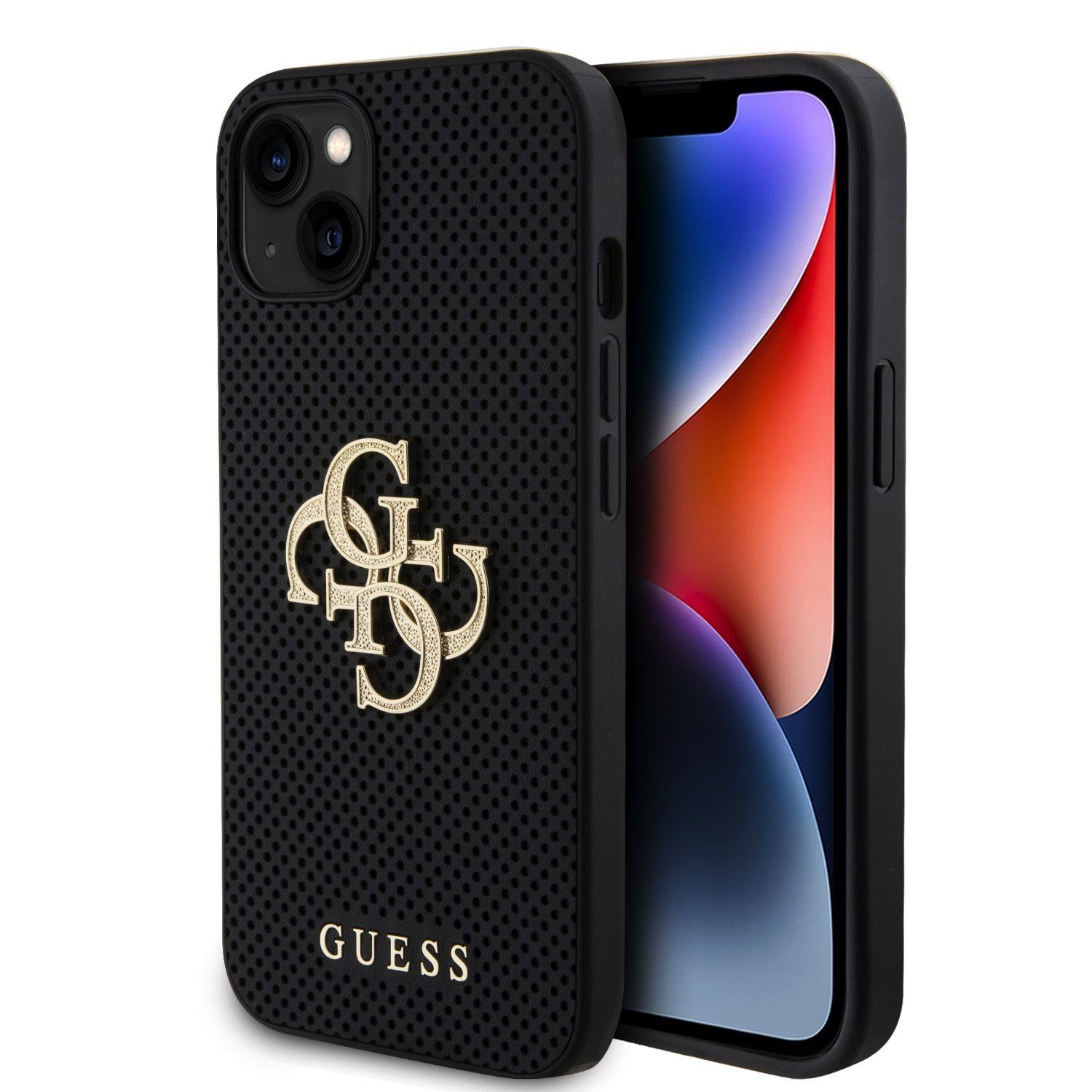 Guess Handyhülle Guess Pu Perfürated 4g Glitter Metal Logo Case Für