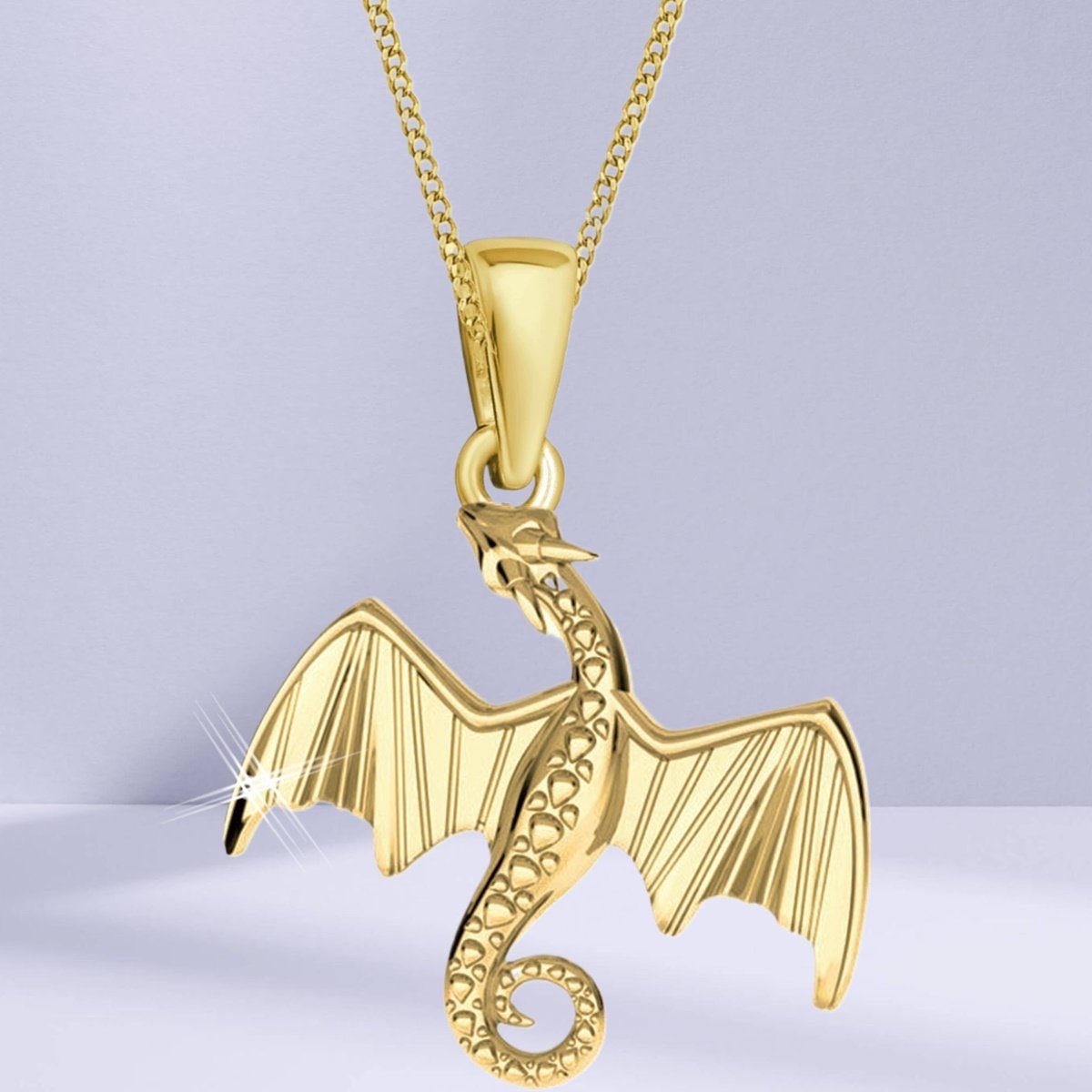 Goldene Hufeisen Kette mit Anhänger Drache Kette Anhänger 925 Sterling Silber Gold vergoldet ...