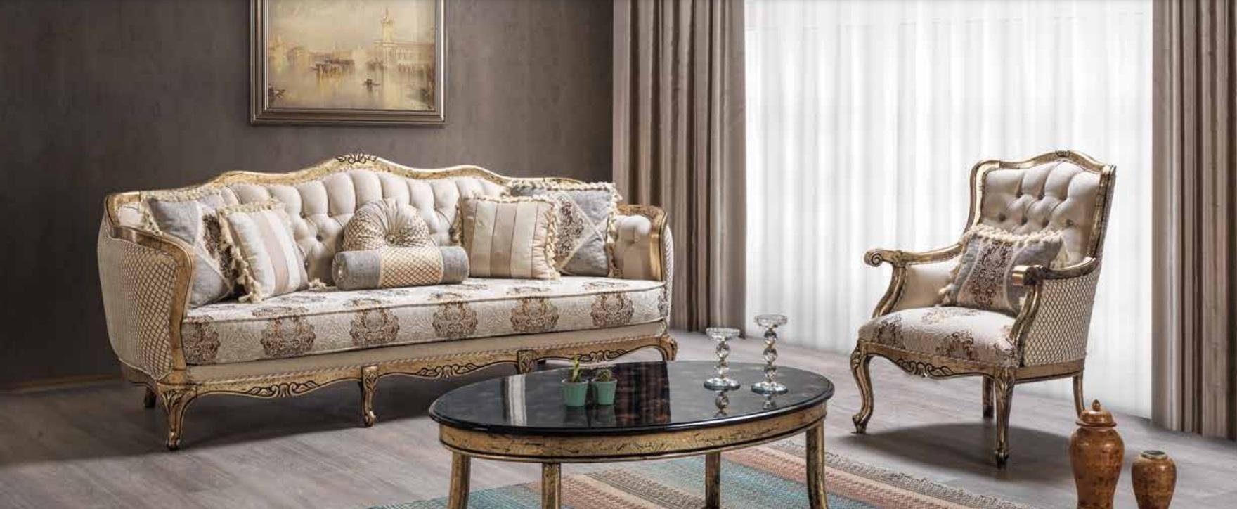 Jvmoebel Sofa Sofagarnitur 31 Sitzer Sofa Sitz Stoff Sessel Barock