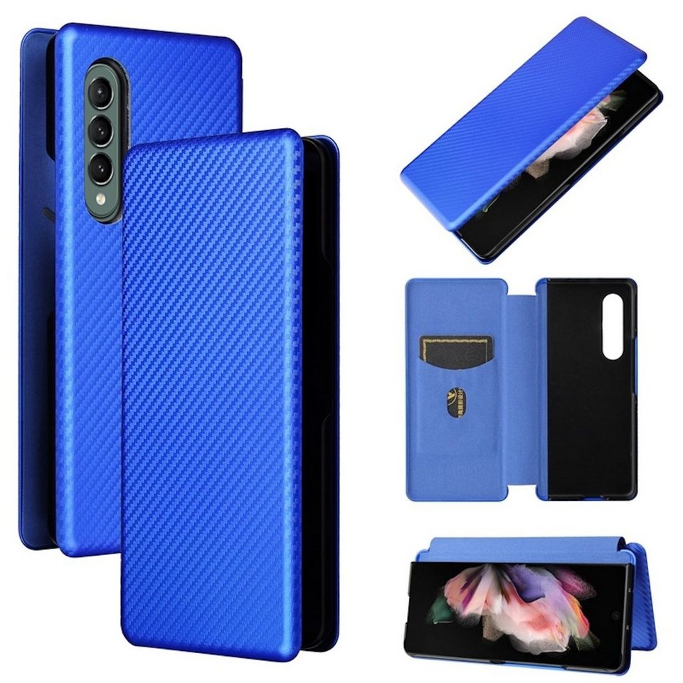 Wigento Handyhülle Für Samsung Galaxy Z Fold4 5g Carbon Kunstleder