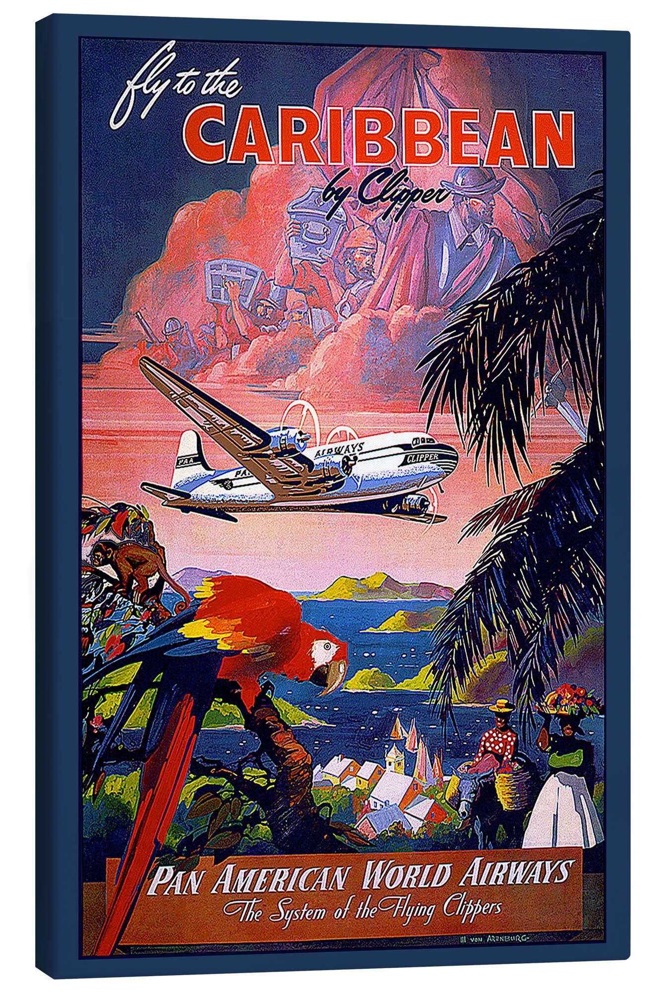 Posterlounge Leinwandbild Vintage Travel Collection Flieg In Die