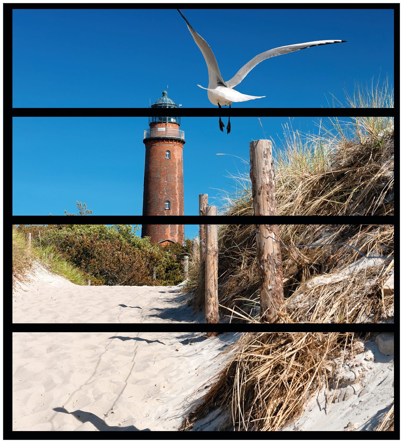 Wallario Möbelfolie Möwe Am Strand Mit Leuchtturm 4 Klebefolien à 20 X