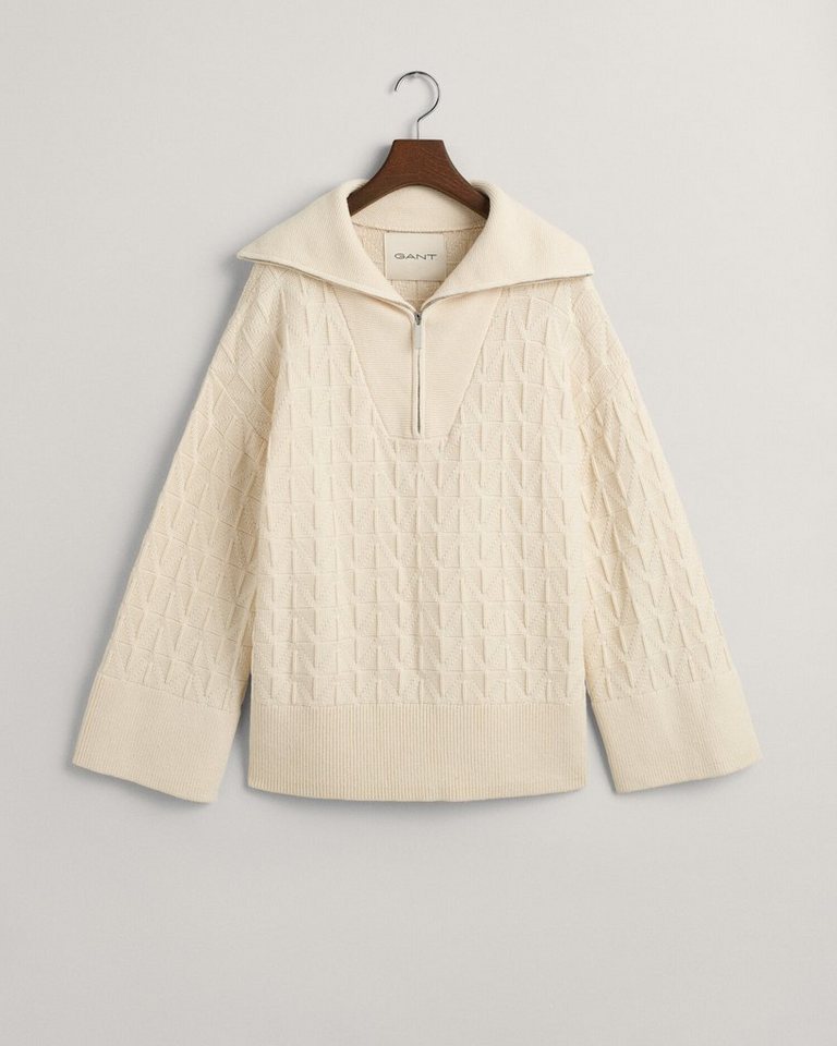 Gant Strickpullover 1 Tlg Plainohne Details Troyer Mit Fischgrätmuster