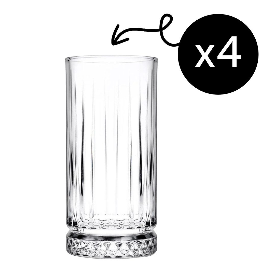 Pasabahce Gläser-Set Elysia Longdrinkglas, Glas, 4er Set, 365ml, ideal für Cocktails, Wasser ...