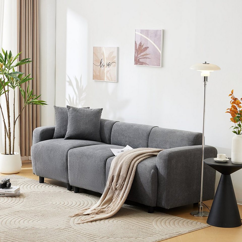 Merax 3 Sitzer Aus Chenille Stoff Mit 2 Kissen Sofagarnitur