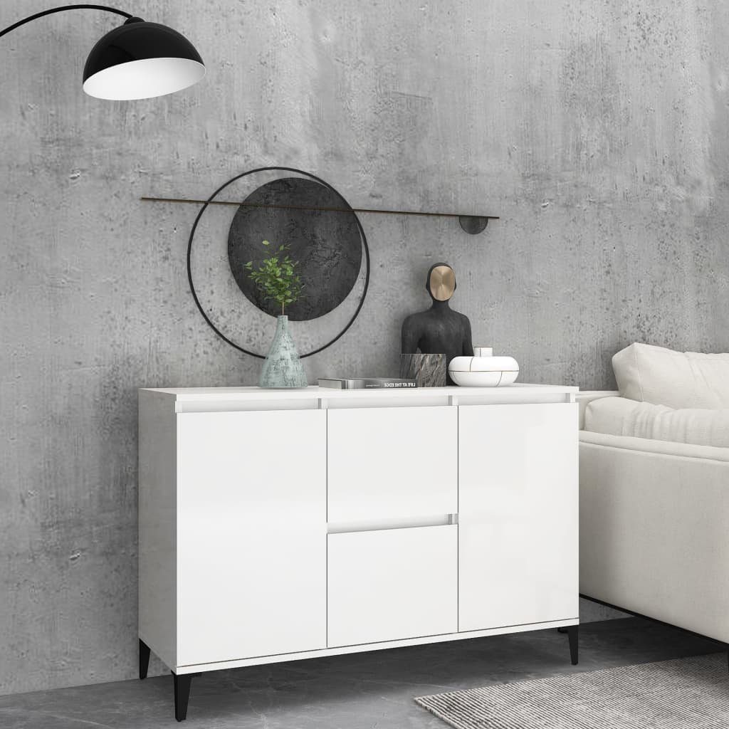 Vidaxl Sideboard Sideboard Hochglanz Weiß 104x35x70 Cm Spanplatte