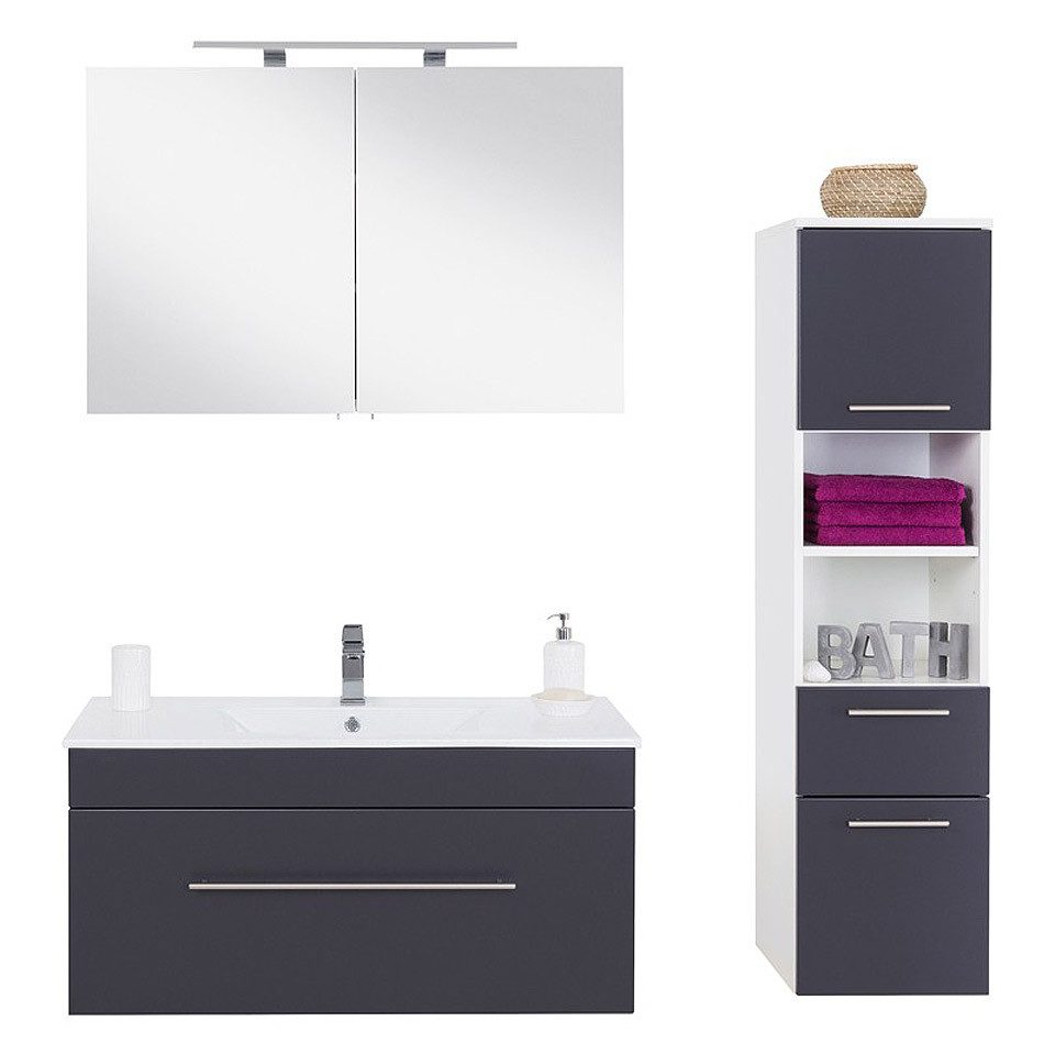 Lomadox Badmöbel Set Lagos 02 Spar Set 3 St Hochschrank Und 100cm