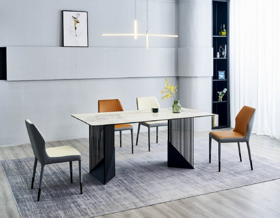 Jvmoebel Esszimmer Set Essgruppe Esszimmertisch Designer 6x Kunstleder