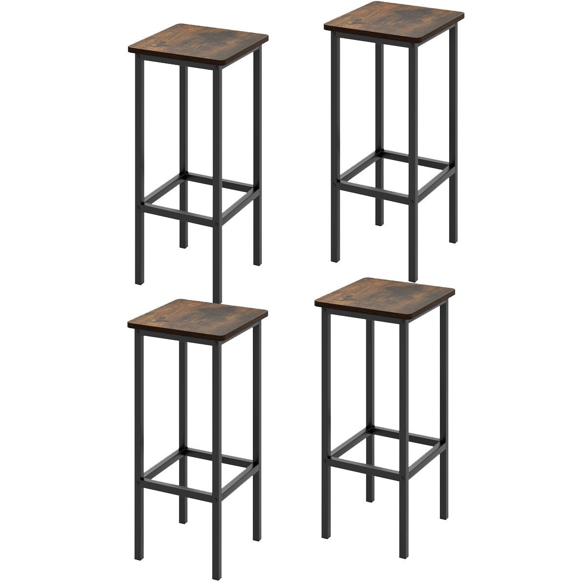 Costway Barhocker 4er Set Mit Fußstütze Sitzhöhe 65cm Metall 150kg