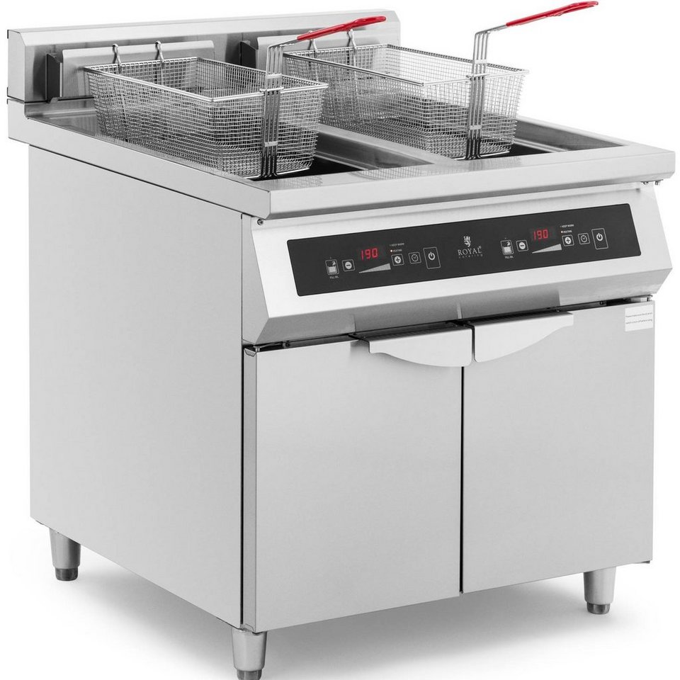 Royal Catering Fritteuse Induktionsfritteuse Doppelfritteuse Gastro