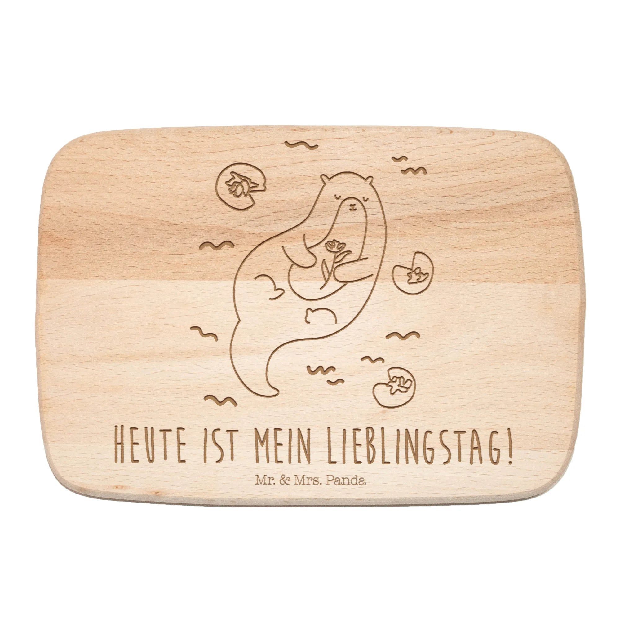 Mr. & Mrs. Panda Frühstücksbrett Otter Seerose - Transparent - Geschenk, Küchenbrett, Otter ...
