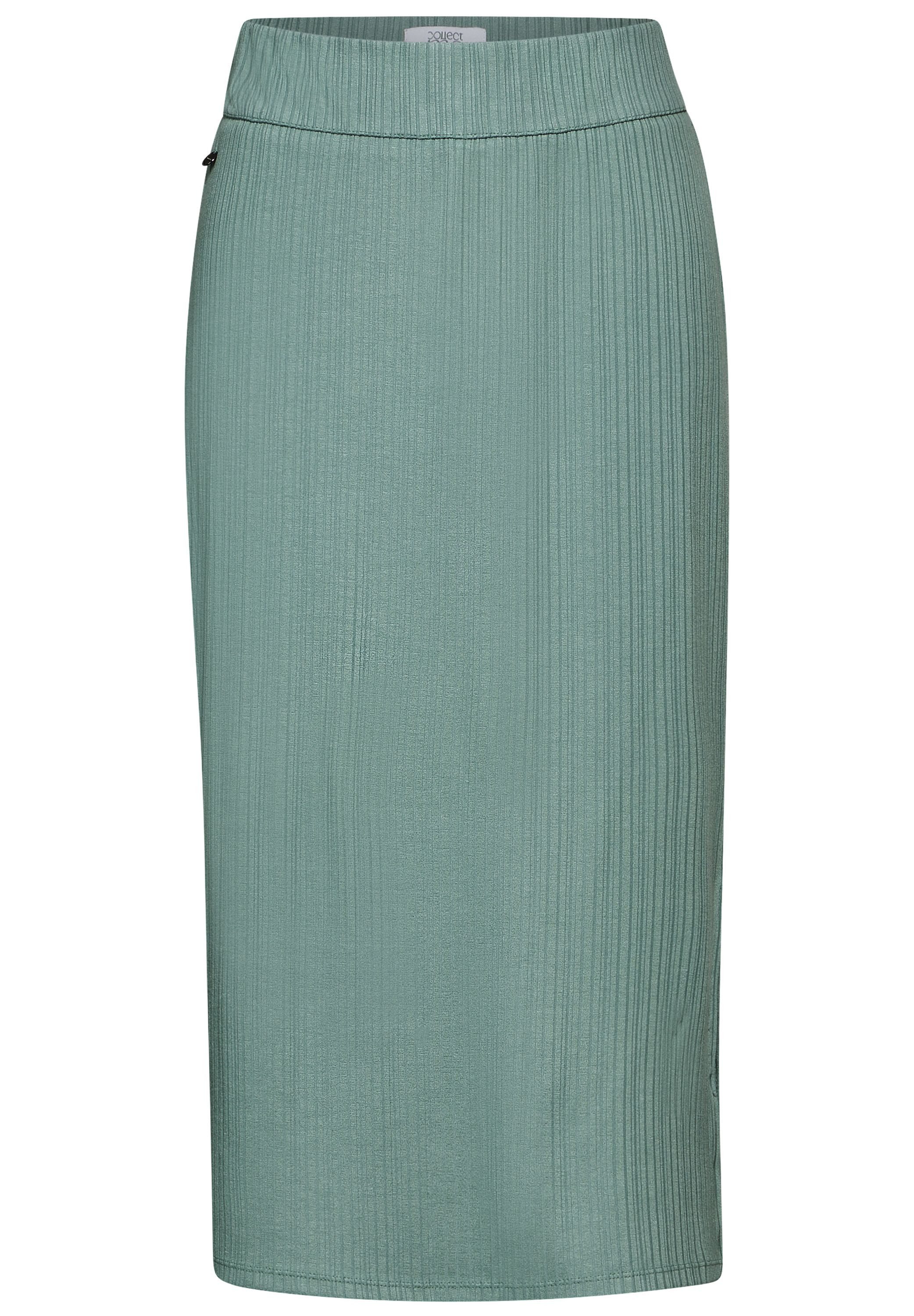 STREET ONE Midirock - gerippt - klassischer Midirock - schmaler Rock einfarbig