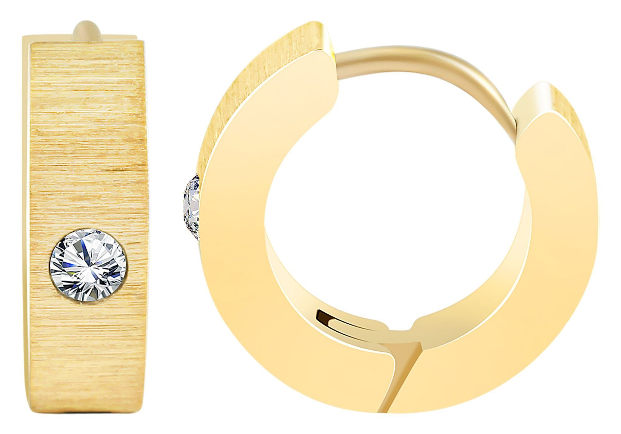 AKZENT Paar Creolen Dalma Klapp-Creolen aus Edelstahl mattgebürstet mit Similistein (Paar, Paar)