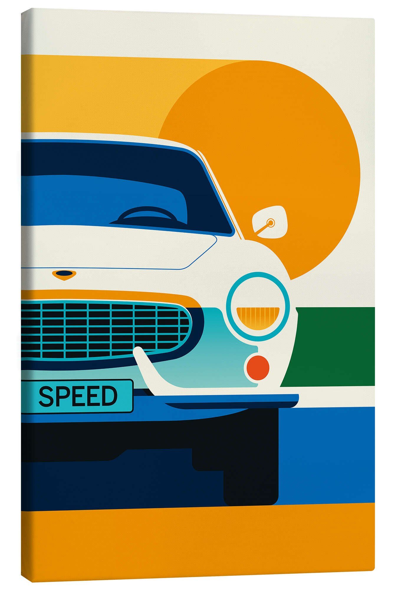 Posterlounge Leinwandbild Bo Lundberg White Vintage Sports Car Front