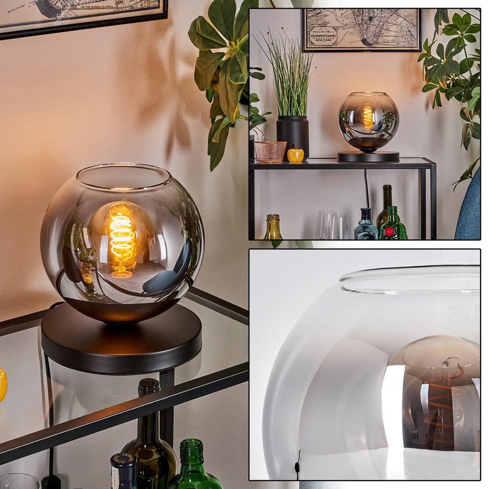 Hofstein Tischleuchte Tischlampe Aus Metallglas In Schwarzchromklar