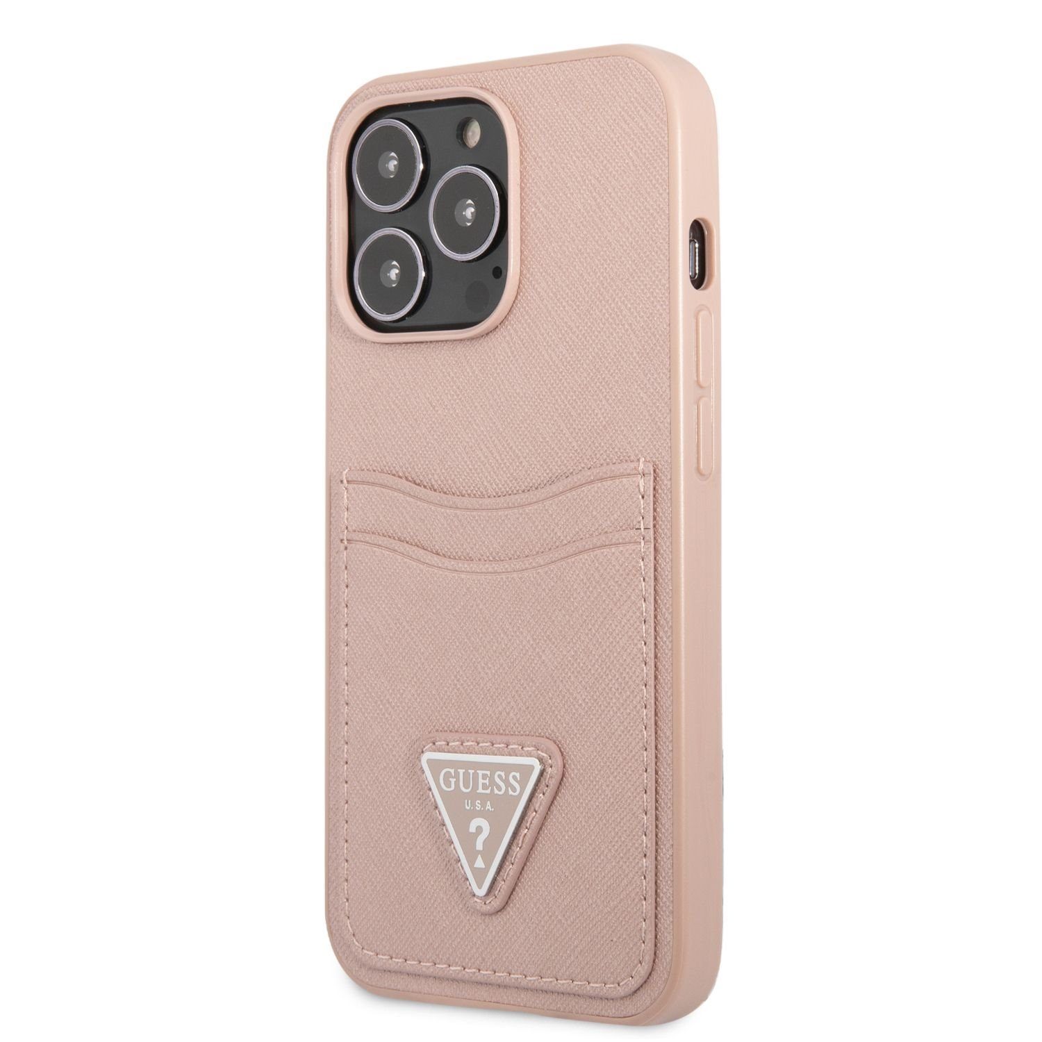 Guess Handyhülle Guess Saffiano Double Card Case für iPhone 13 Pro Pink ...