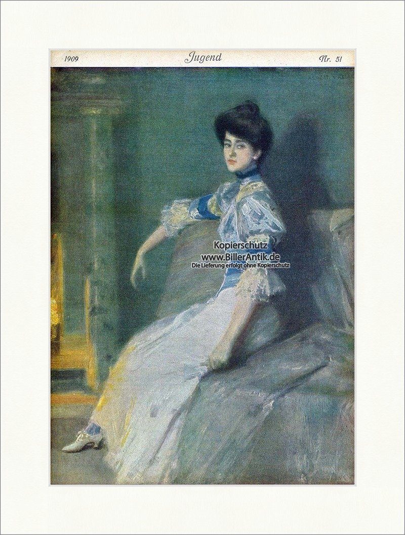 Kunstdruck Titelseite der Nummer 51 von 1909 Albert von Keller Frau Portrait Juge, (1 St)