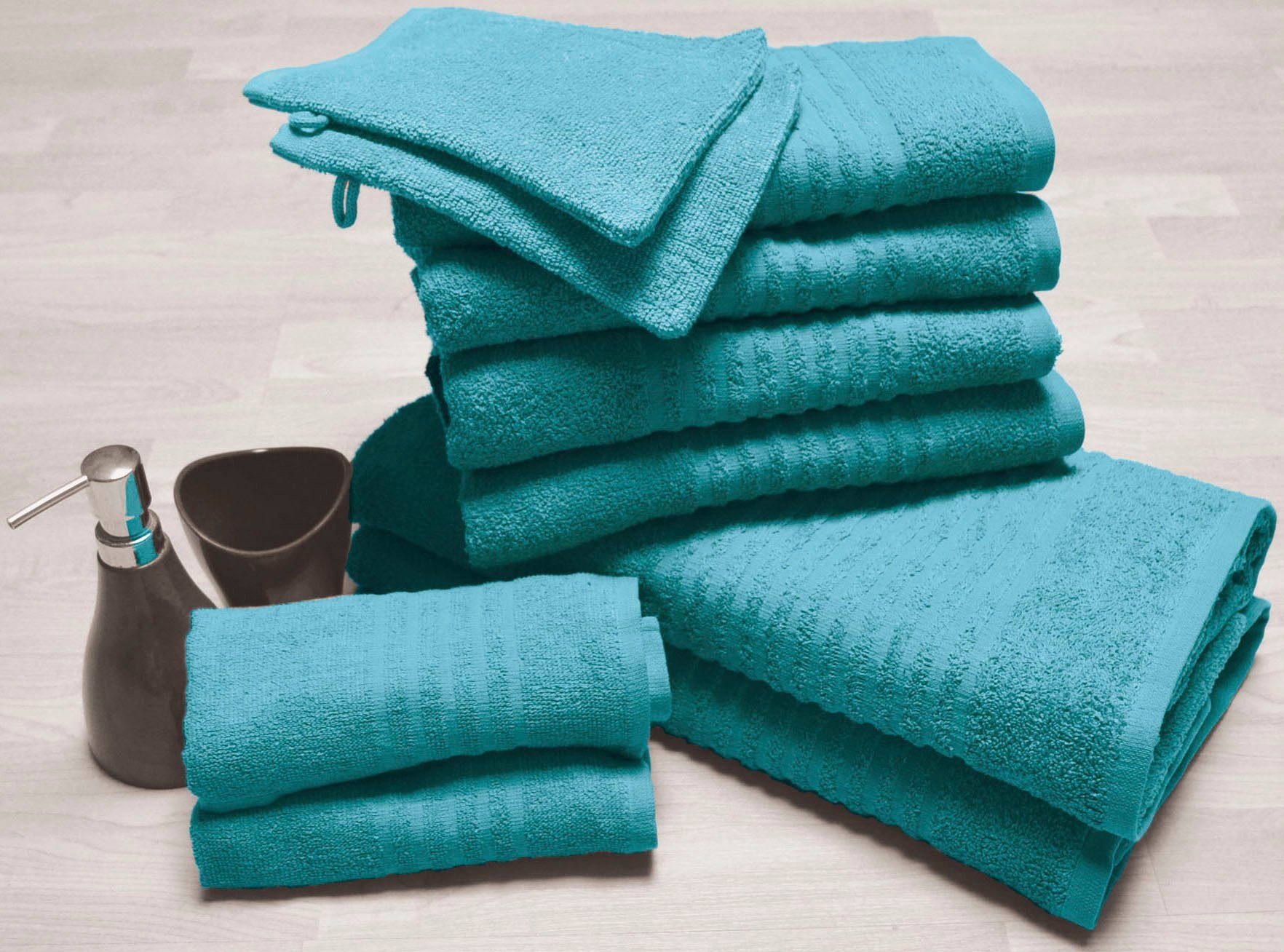 Kinzler Handtuch Set 10tlg Frottierset Toskana Walkfrottee Set