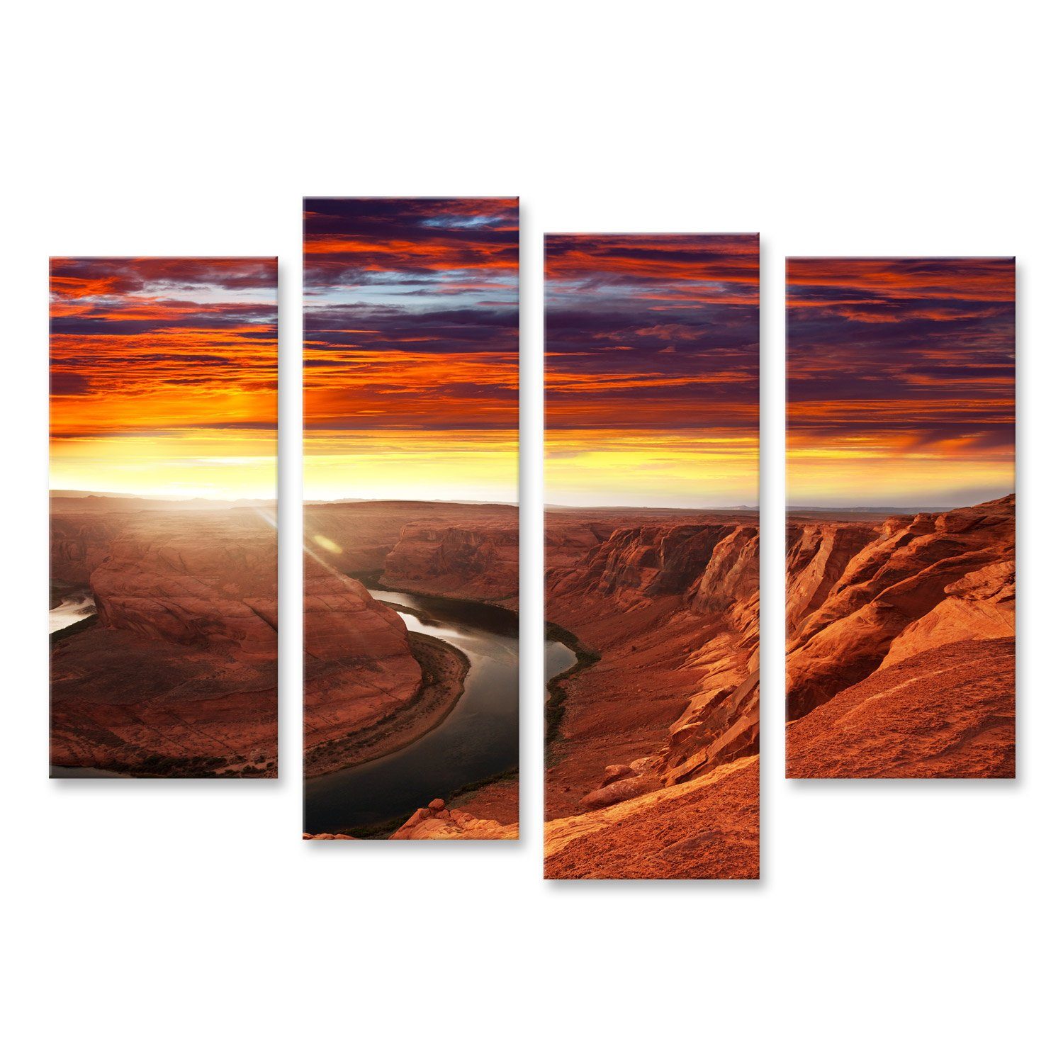 islandburner Leinwandbild Bild auf Leinwand Hufeisen Biegung Sonnenuntergang Wandbild Poster Kun