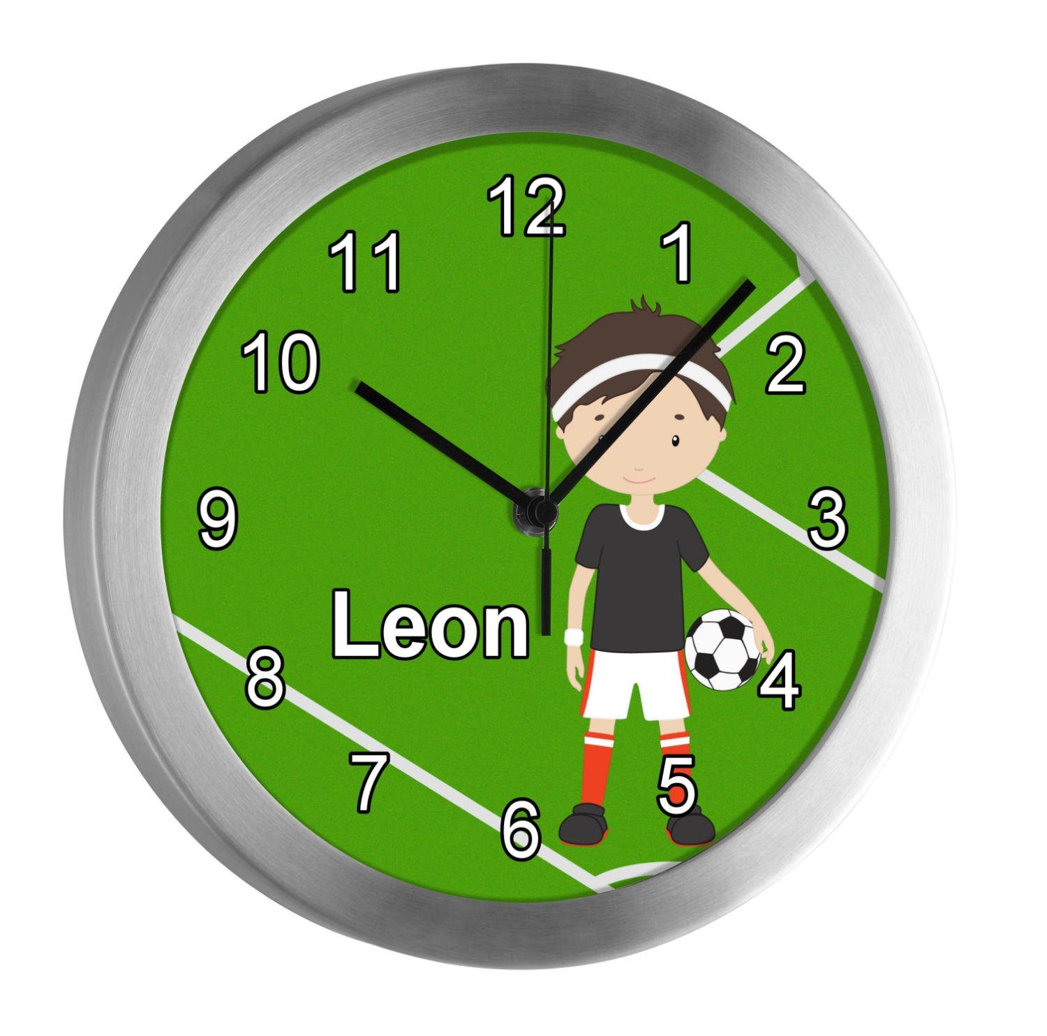 CreaDesign Funkwanduhr Kinderzimmer Kinder Wanduhr Fußball personalisiert, Präzise DCF ...