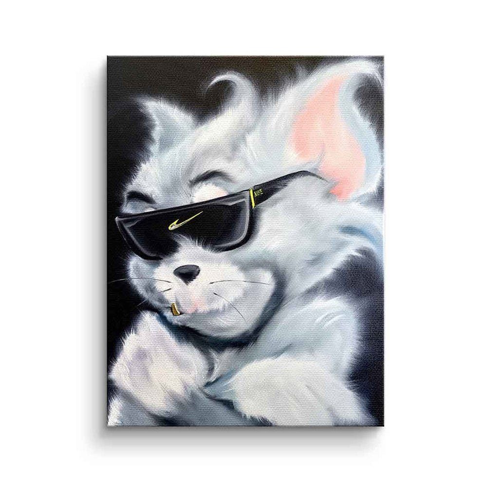 Dotcomcanvas® Leinwandbild Sunglass Cat Leinwandbild Tom Pop Art Comic