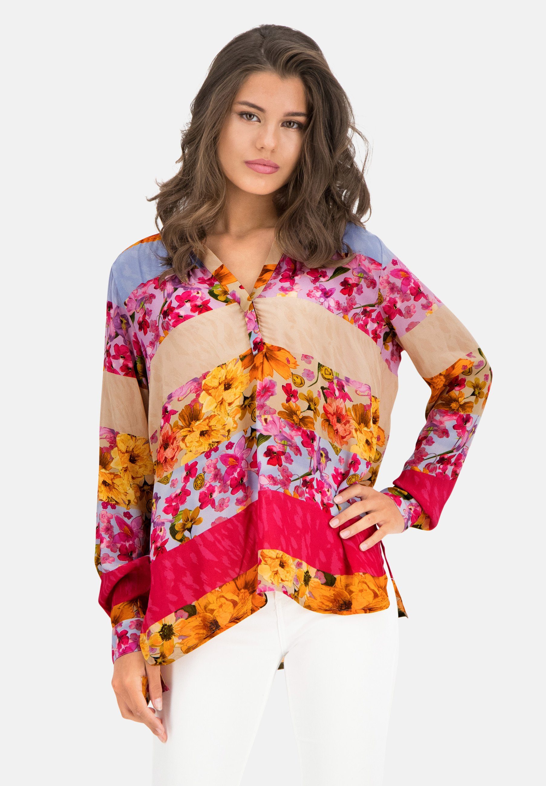 Frogbox Langarmbluse mit Allover-Print