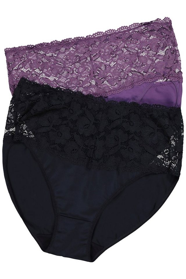 Ulla Popken Slip Maxislips 2er Pack Breiter Spitzenbund 2 St