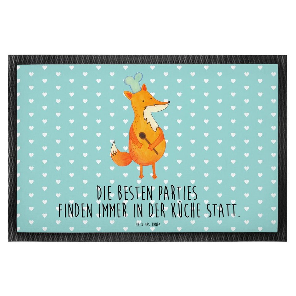 Fußmatte Fuchs Koch Türkis Pastell Schmutzfangmatte Kochen