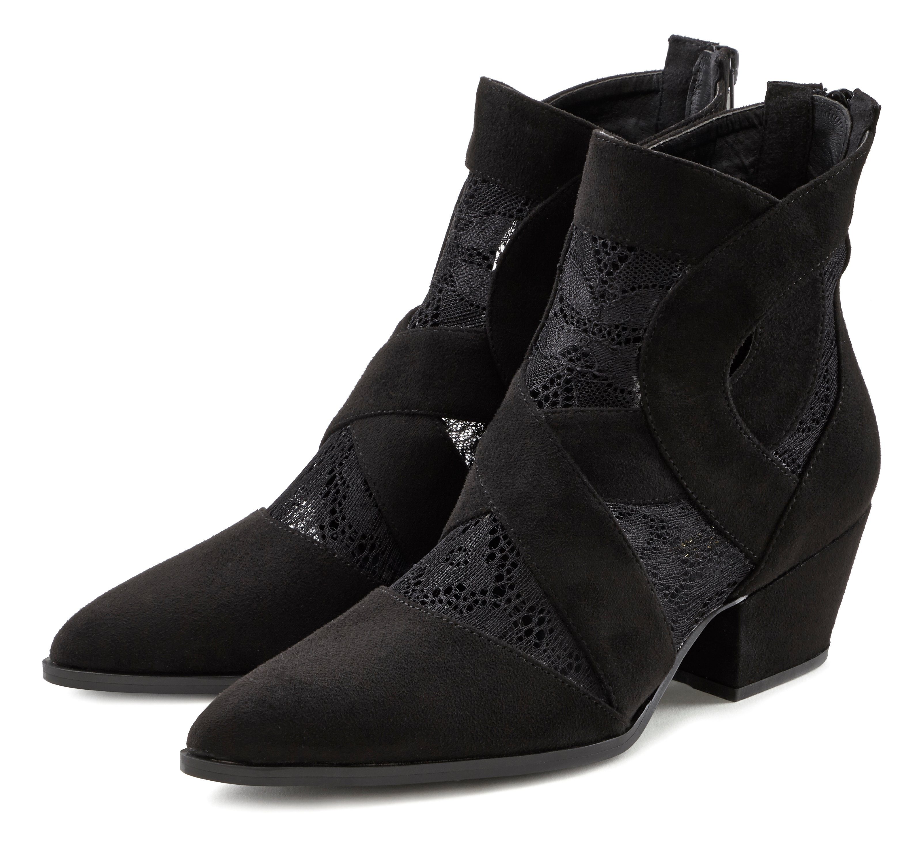Schwarze Spitze Stiefeletten
