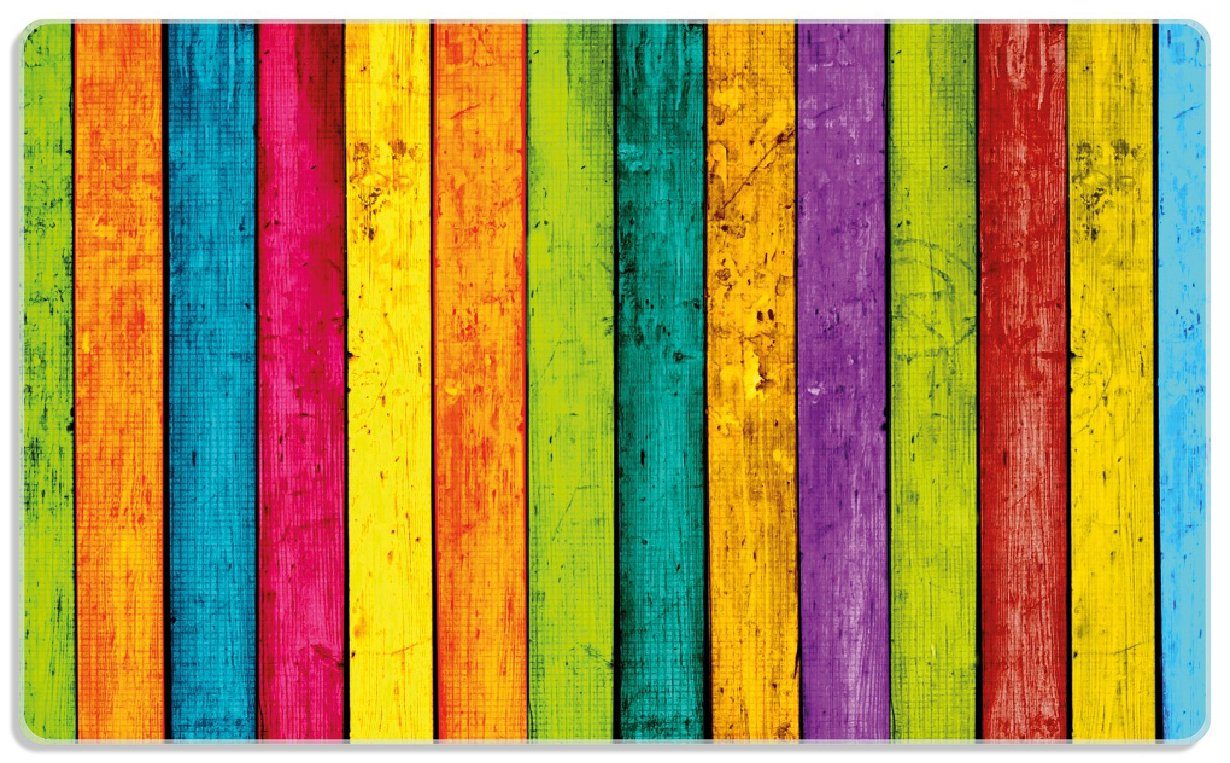 Wallario Frühstücksbrett Buntes Holz Bunte Streifen Mit Farbe Und