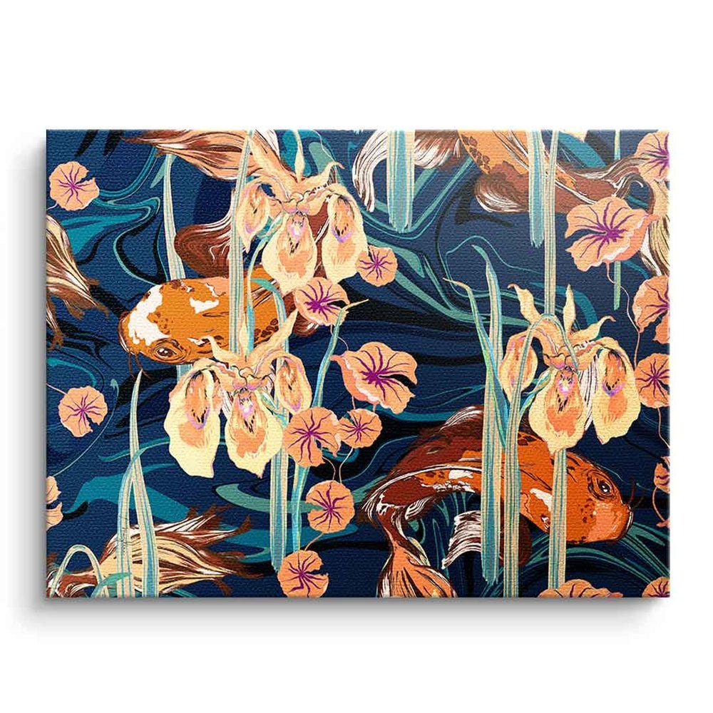 Dotcomcanvas® Leinwandbild Koi Flower Spin Leinwandbild Koi Fische