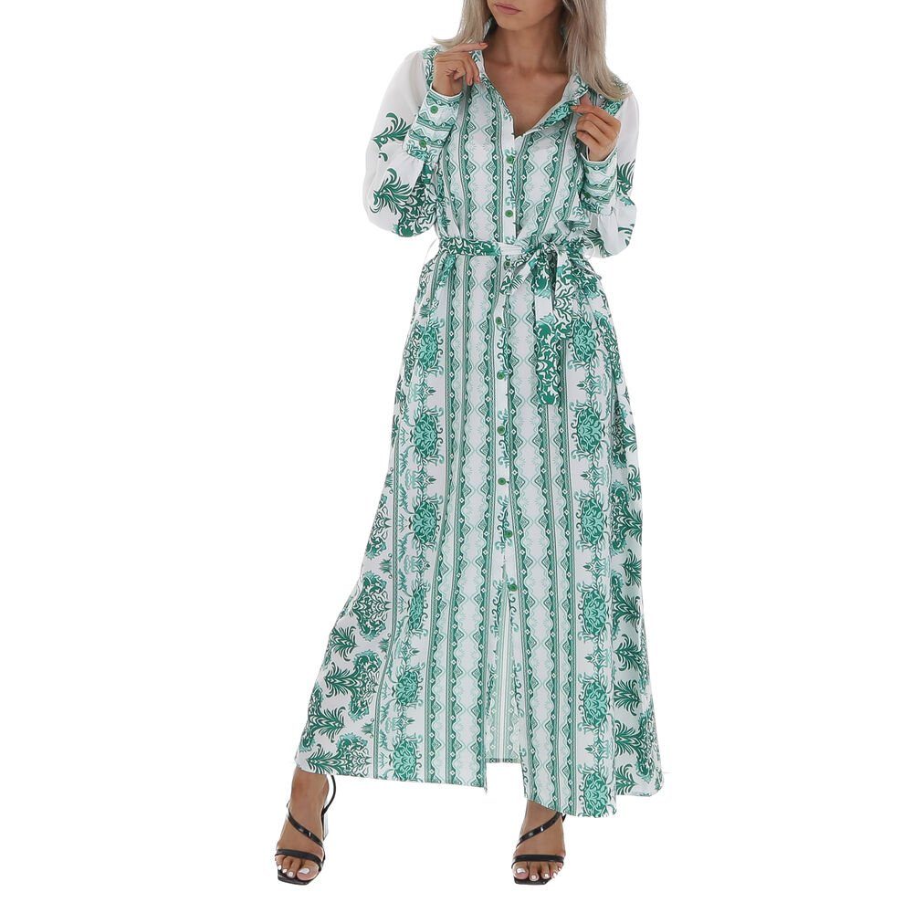 Ital Design Maxikleid Damen Bohohippie Ornamente Satinoptik