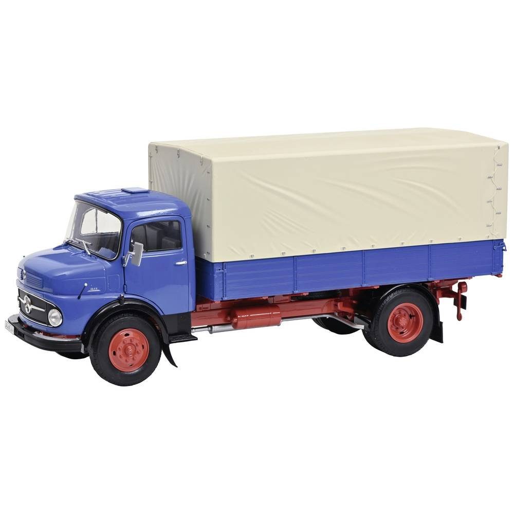 Schuco Modellauto Mercedes L 911 Pritsche Plane blau beige Modellauto 1 ...