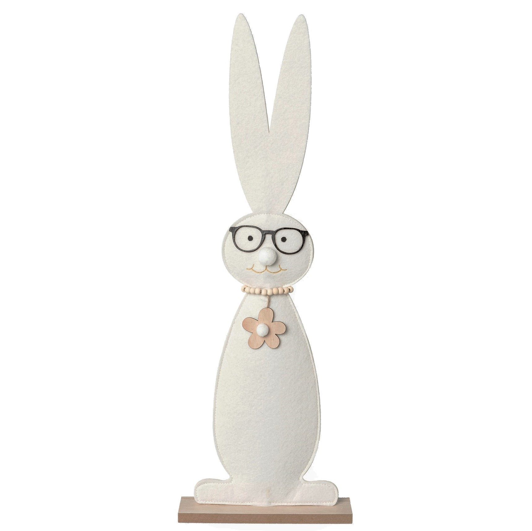 Gasper GmbH Dekoobjekt Filz HASE stehend. BOBBY Ca 46cm. Deko Osterhase, Filzhase mit Brille.