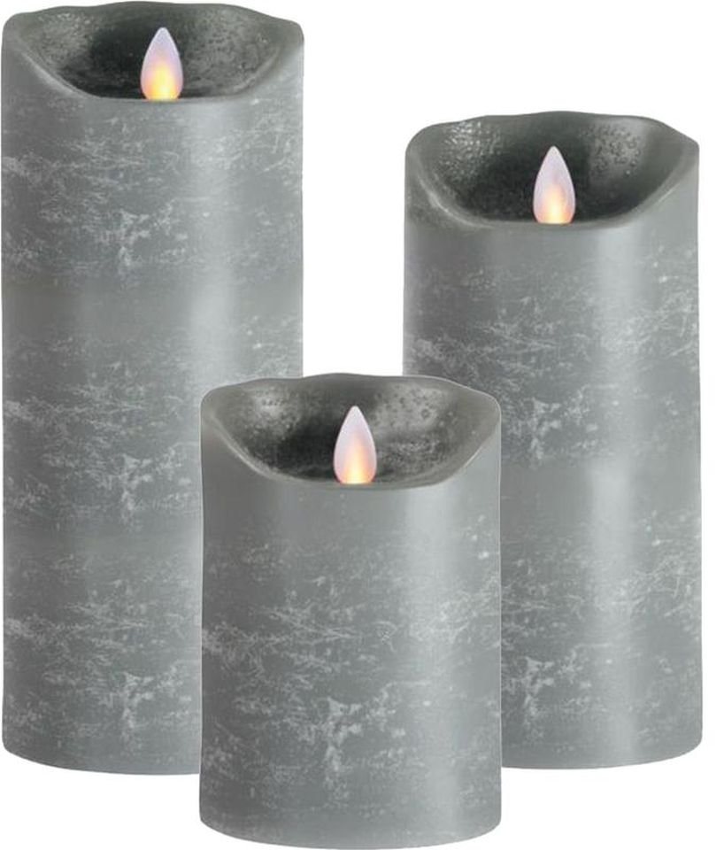 Sompex Led Kerze 3er Set Flame Led Kerzen Grau 1251823cm Set 3 Tlg