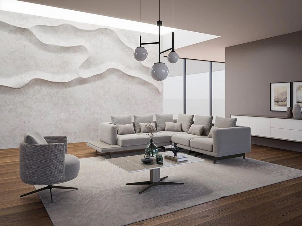 Jvmoebel Wohnzimmer Set Polstermöbel Luxus Grau Ecksofa L Form