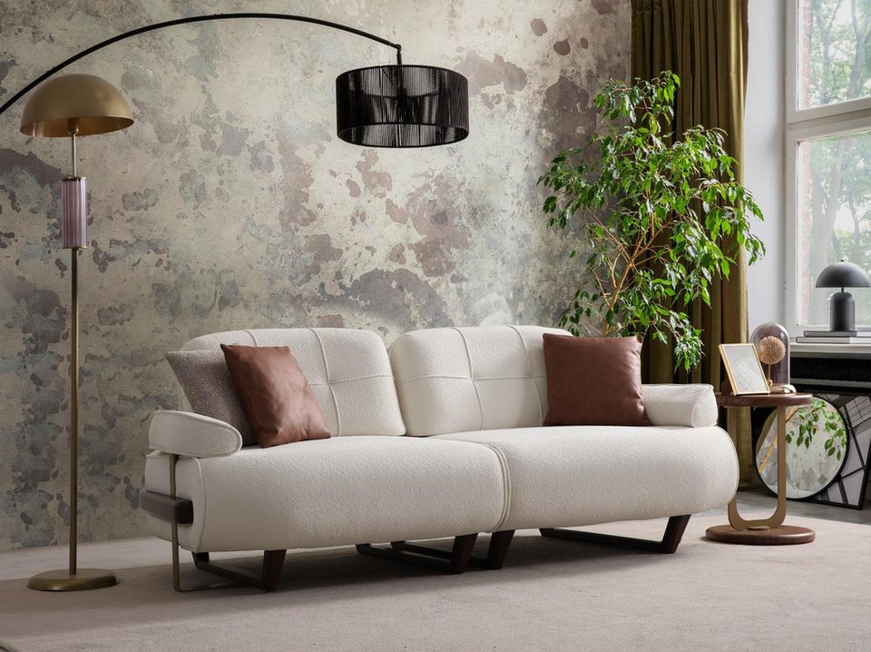 Villa Möbel Sofa Kansas Hand Made Qualtiy Pflegeleichter Mikrofaserstoff