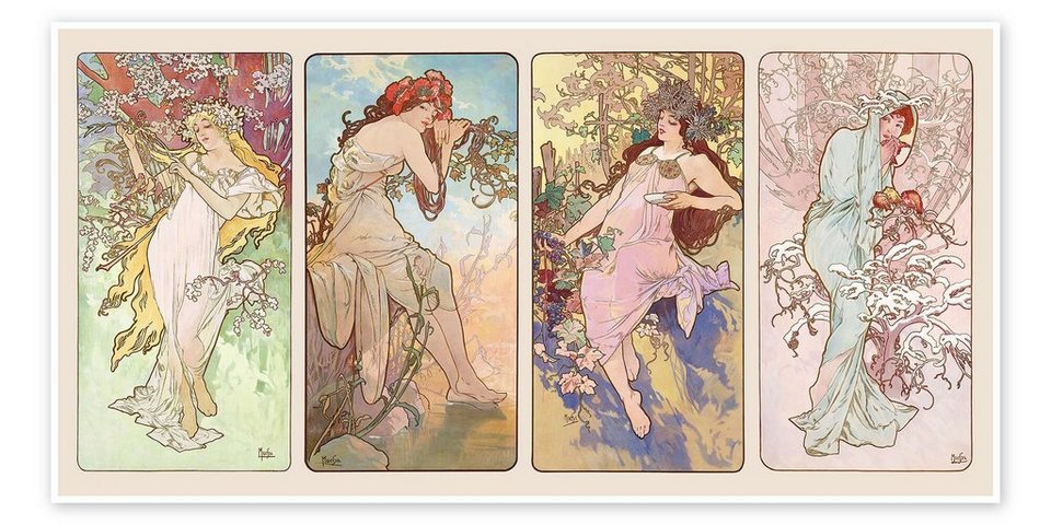 Posterlounge Poster Alfons Mucha, Die Vier Jahreszeiten III, Malerei Posterlounge Poster Alfons Mucha, Die Vier Jahreszeiten III, Malerei