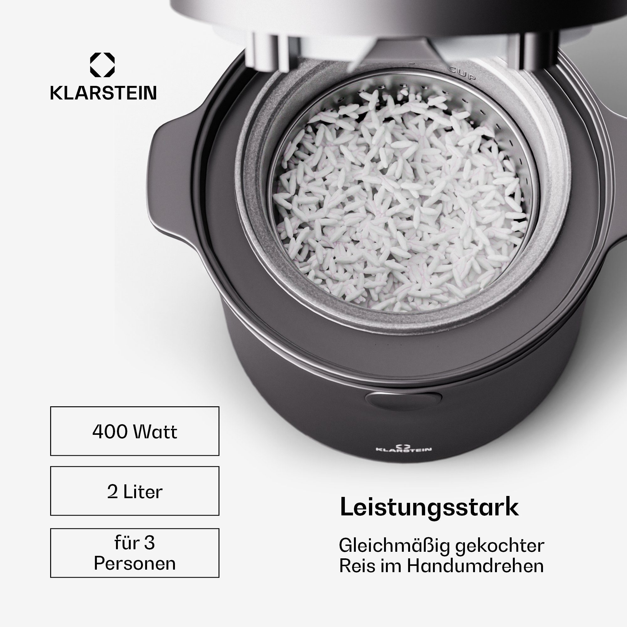 Klarstein Reiskocher Kenbu, 400 W, mit dampfgarer Elektrisch ...
