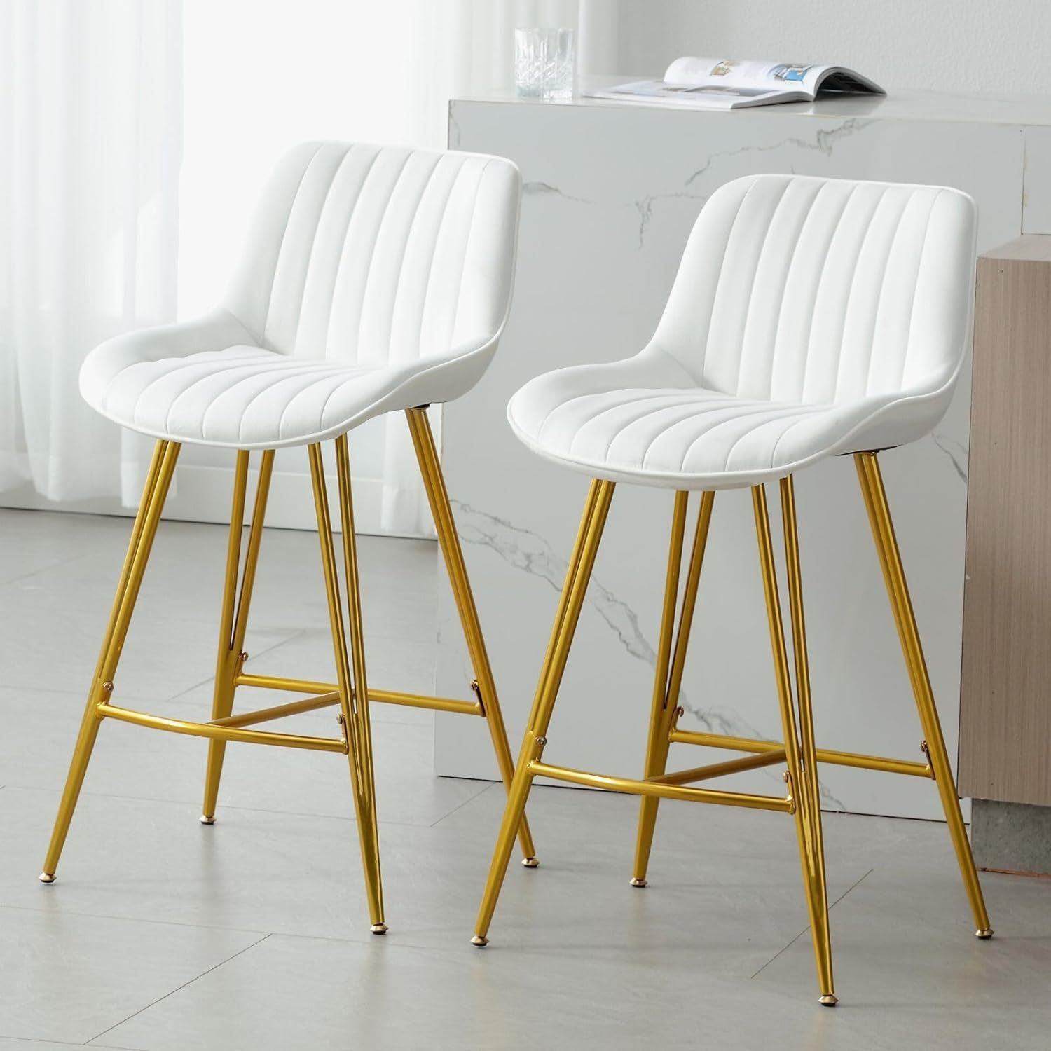 Wahson Office Chairs Barhocker 2er Set Barstuhl Samt Thekenhocker Mit Lehne