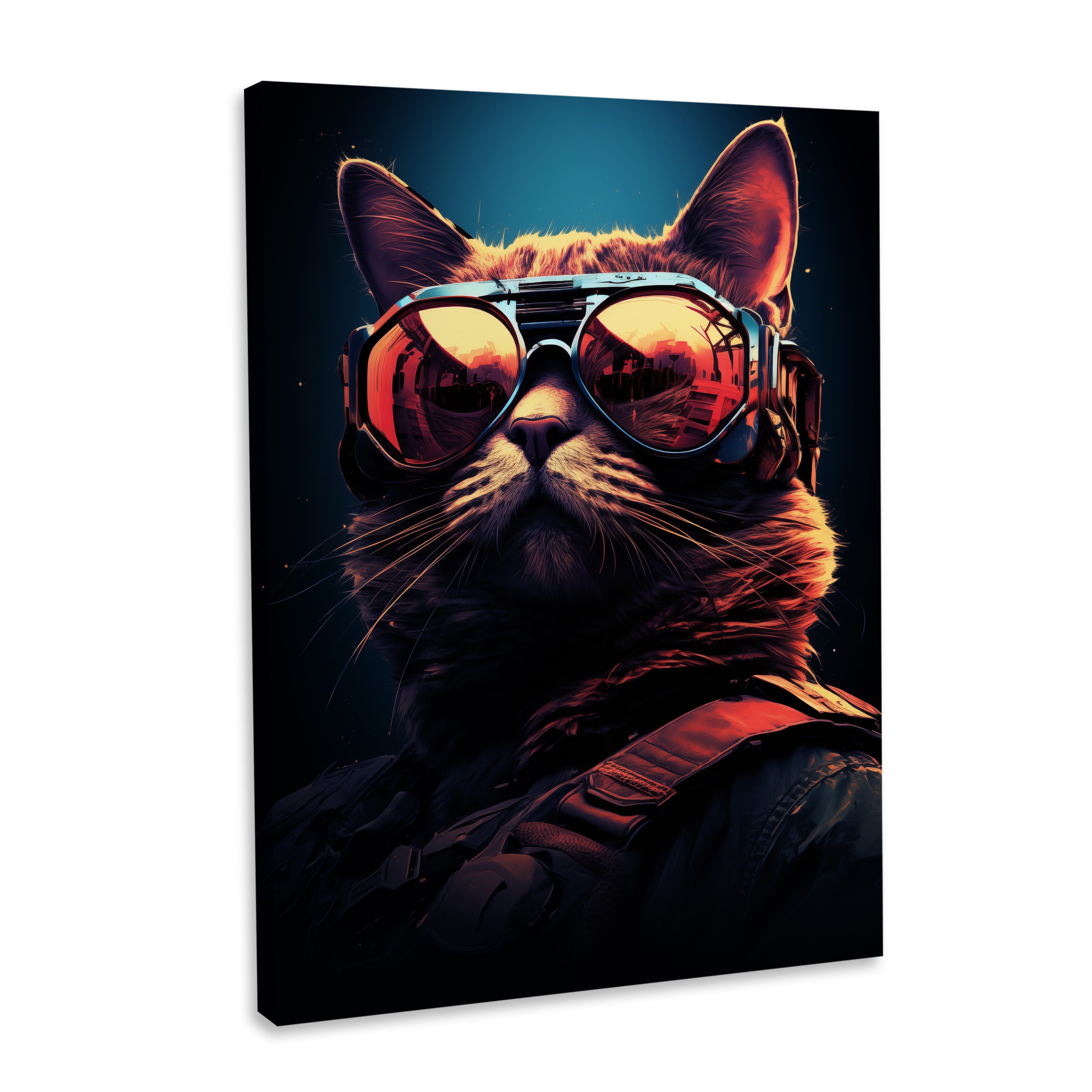 Hustling Sharks Eckleinwandbild Katze Bild Als Xxl Leinwandbild Funky