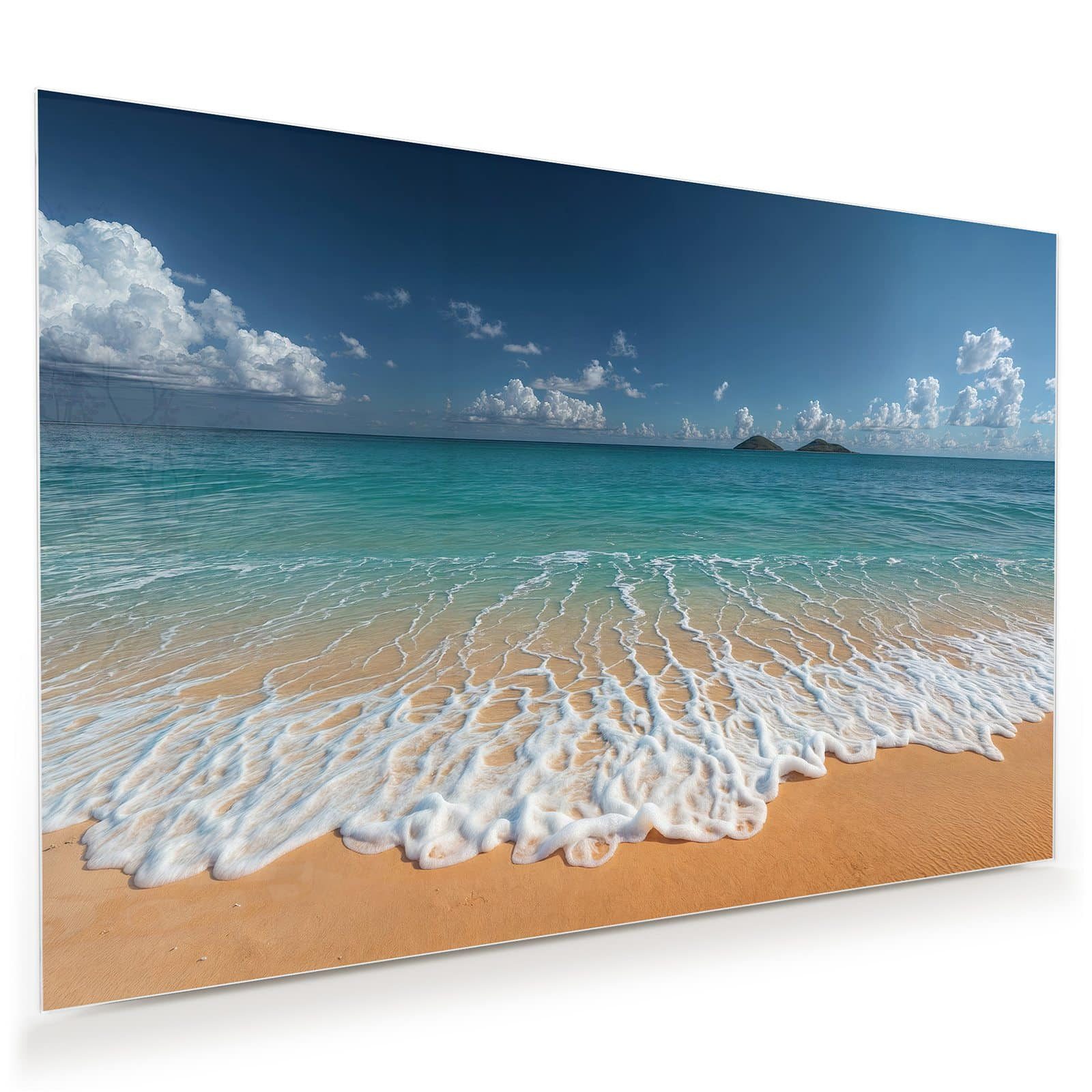 Primedeco Glasbild Wandbild Wellen am Sandstrand mit Aufhängung, Strand & Meer (21 verschiedene ...
