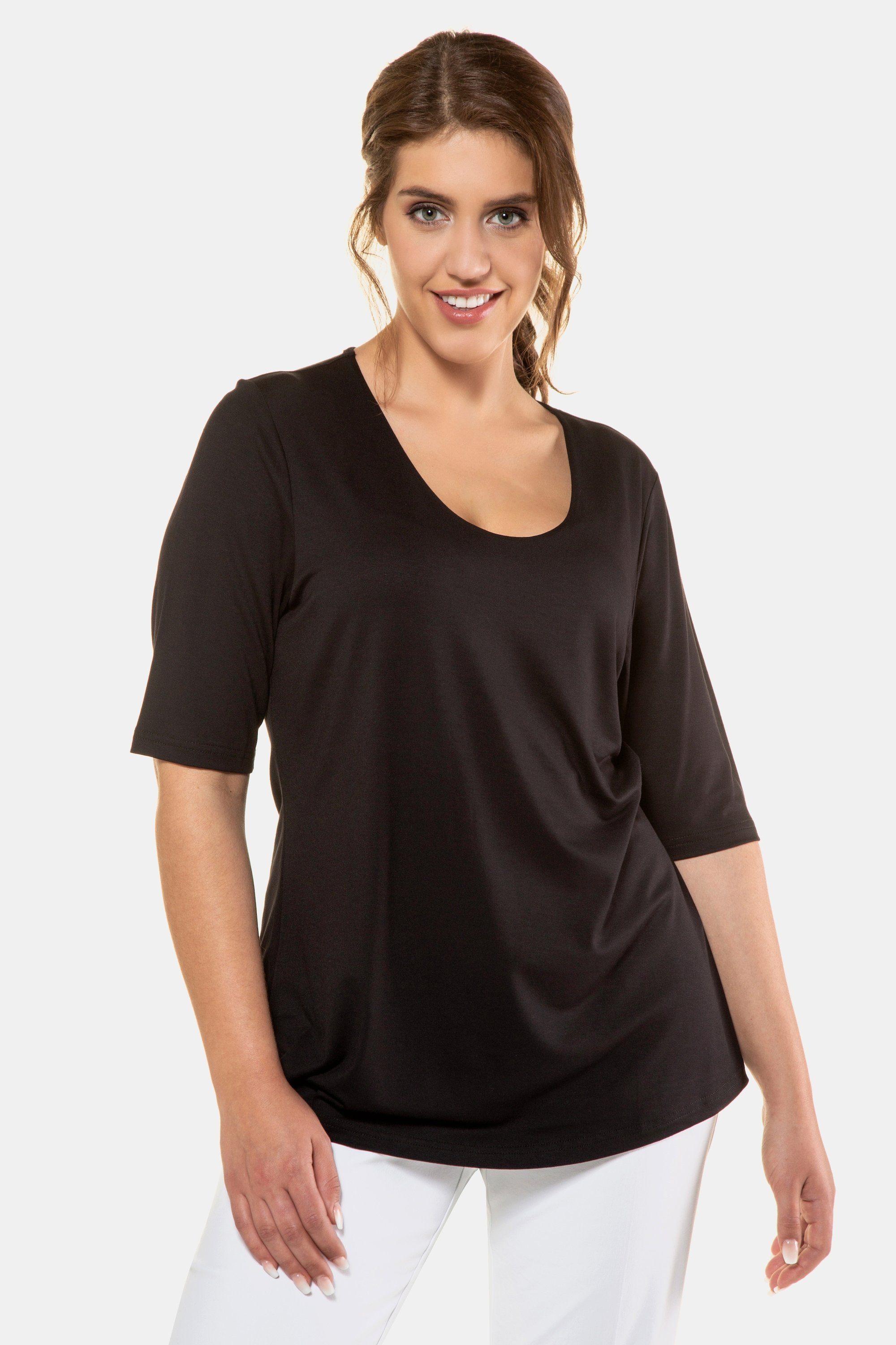 Ulla Popken Rundhalsshirt Shirt Stretchkomfort Viskose Crêpe Selection