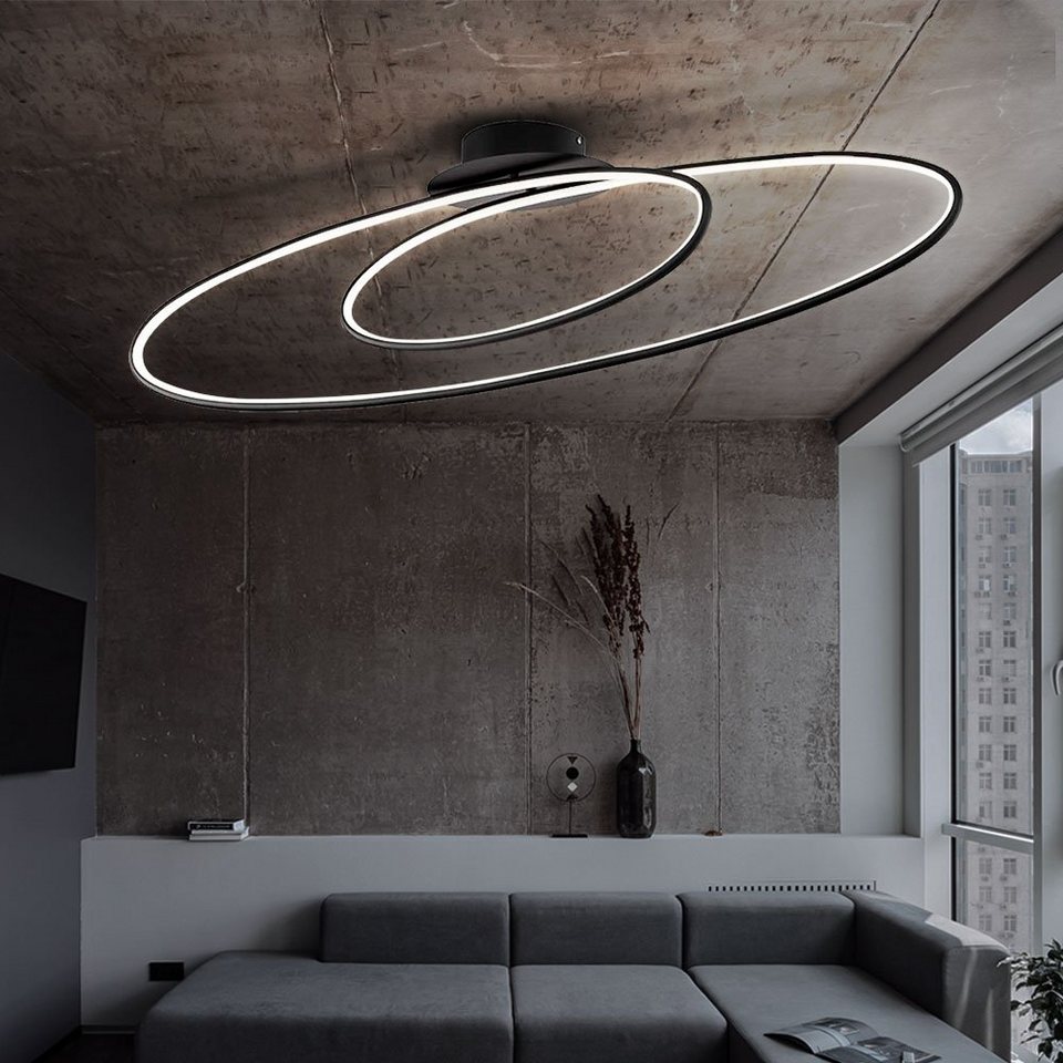 Wofi Deckenleuchte Led Decken Lampe Schwarz Wohn Ess Zimmer